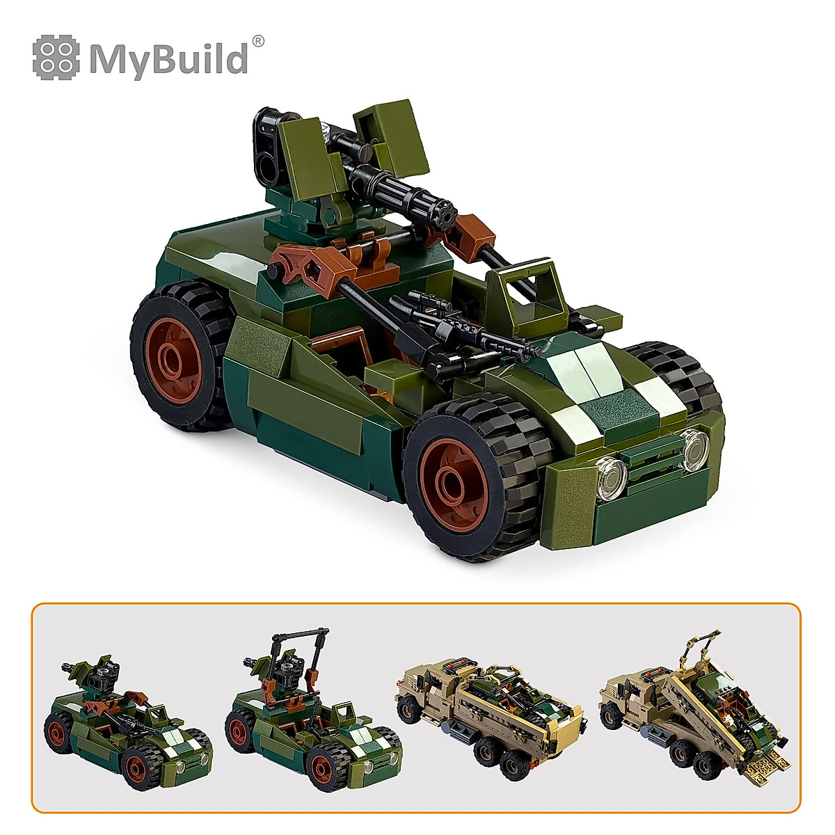 MyBuild Mecha Frame Armed Forces 7002 - Ajax Mech and Army Vehicle Building Toy Military Themed Builing Brick Set