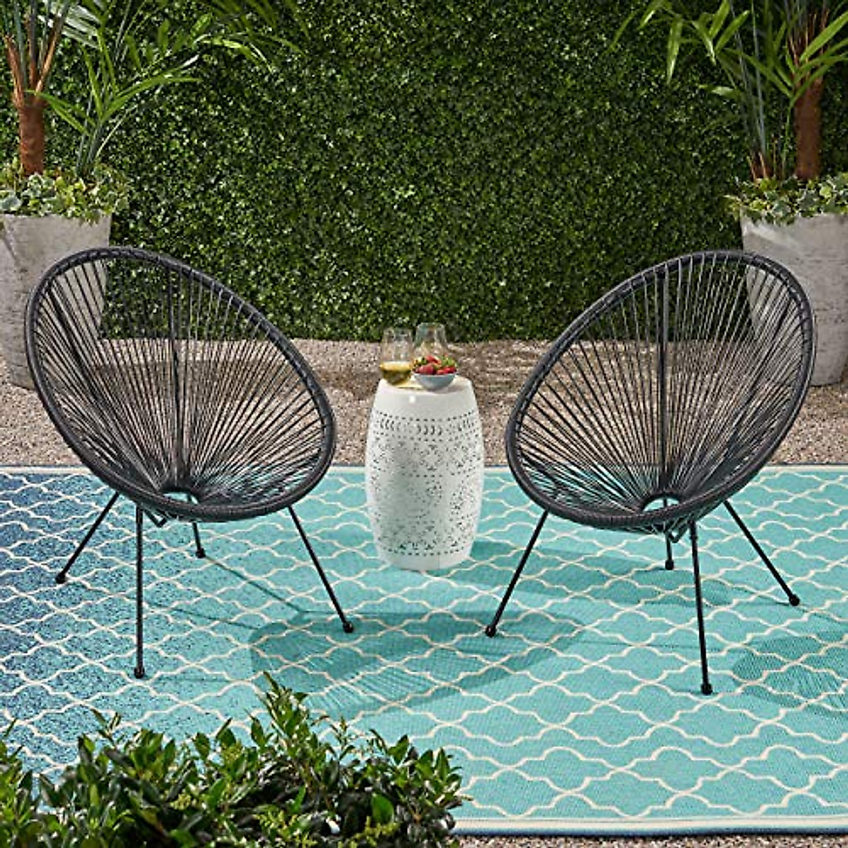 Major Outdoor Hammock Weave Chair with Steel Frame (Set of 2) - Black Finish
