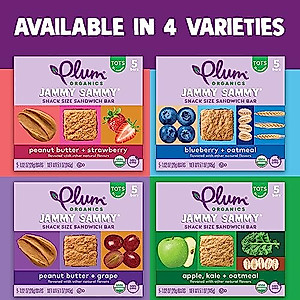 Plum Organics Sandwich Bars | Jammy Sammy | Variety Pack | 6 Count | Organic Snack for Kids, Toddlers | New Look, Packaging May Vary