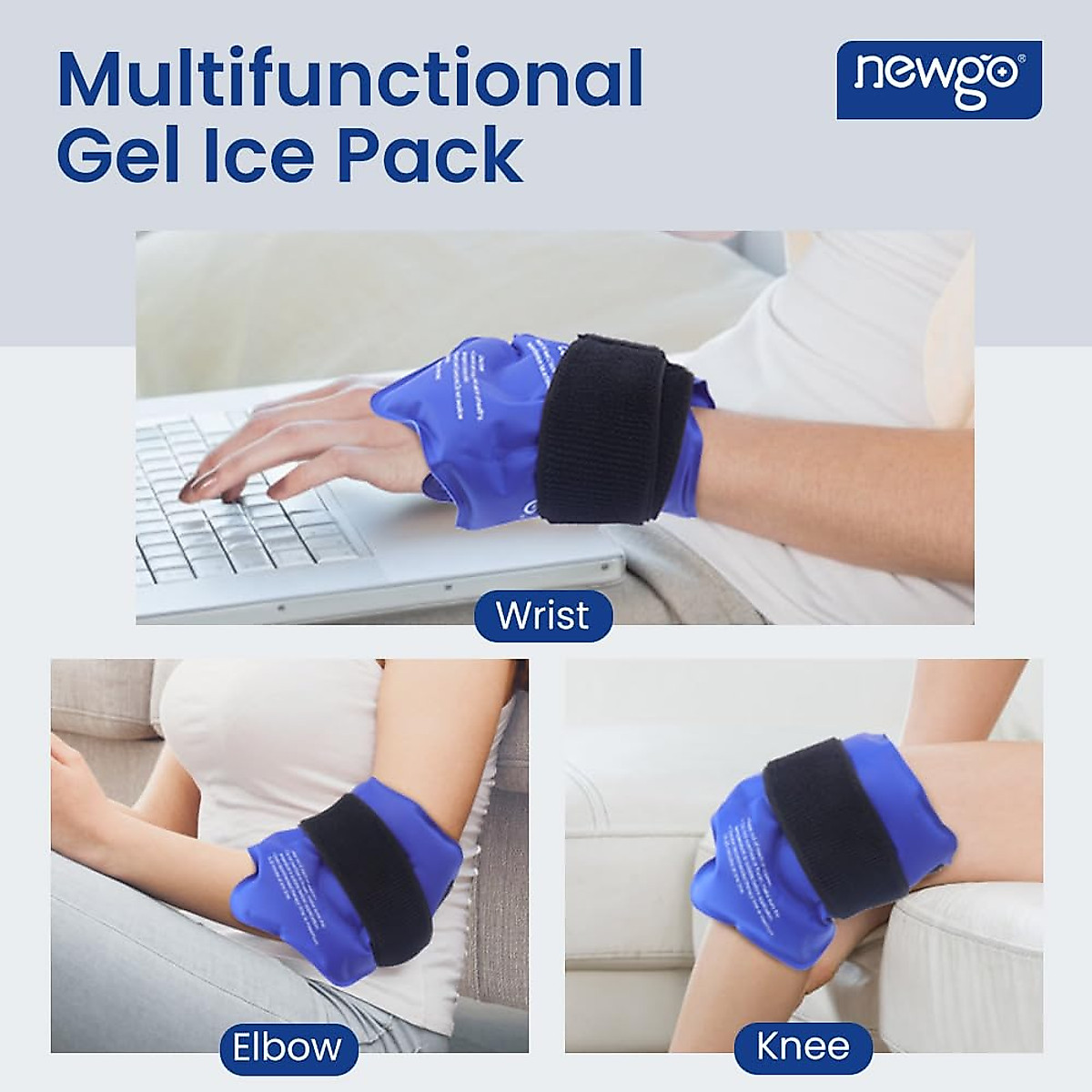 NEWGO Ankle Ice Pack Wrap for Swelling, Ice Pack for Ankle Injuires Reusable Ankle Cold Pack Wrap Hot Cold Therapy Ankle Ice Wrap for Sprained Ankles, Achilles Tendonitis - Blue
