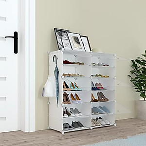 HOMICKER Shoe Rack Organizer, 24 Pair Shoe Storage Cabinet with Door Expandable Plastic Shoe Shelves for Closet,Entryway,Hallway,Bedroom,6 Tier