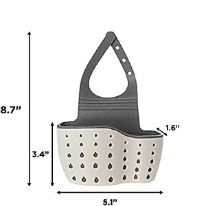 Comfecto Kitchen Faucet Sponge Holder, 2 Pack Hanging Kitchen Faucets Caddy Organizer with Adjustable Strap and Holes for Drying, Space Saving Sink Sider for Dish Soap Dishwashing Brush