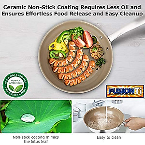 Duxtop 7PC Stainless Steel Ceramic Coated Nonstick Pans Set, Induction Frying Pans, Non-stick Saute Pan with Lid, Impact-bonded Technology