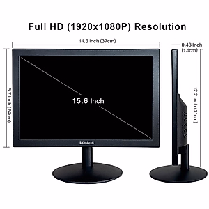 SKitphrati 15.6 Inch Small PC Monitor, FHD VA 1080P Desktop Display with 1920x1080 99% sRGB HDMI VGA Ports, VESA Mounting, LED Monitor for PC, Laptop and Computer, Black