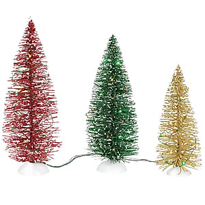 Department 56 Village Collection Accessories Holiday Pines Tress Lit Figurine Set, Various Sizes, Multicolor