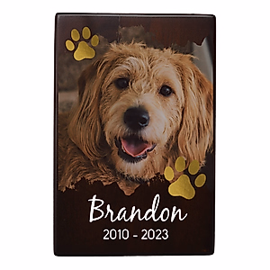 Custom Pet Keepsake Urns for Dogs, Wooden Box for Pet Ashes with Photo for Your Beloved Pets, Pet Cremation Urns as Sympathy Gifts for Pet Lovers - Small, 6" x 4" x 2.75" Pet Urns (Design 5)