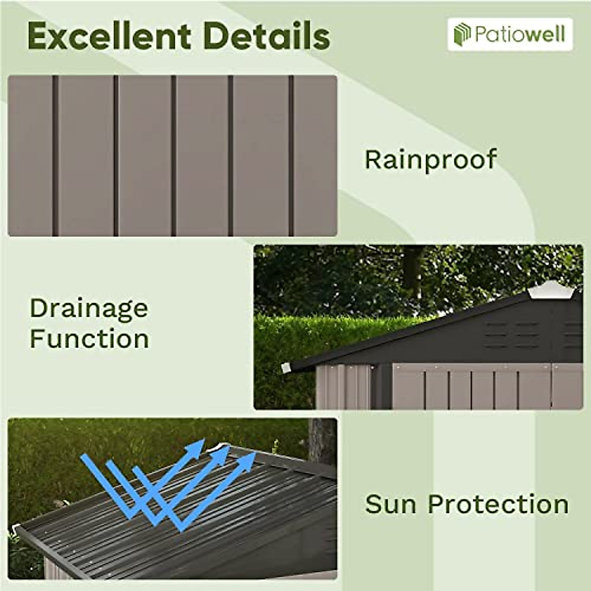 Patiowell 6x4 FT Outdoor Storage Shed, Garden Tool Storage Shed with Sloping Roof and Double Lockable Door, Outdoor Shed for Garden Backyard Patio Lawn, Brown