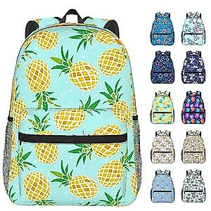 Ciferfor Tropical Yellow Pineapple Backpack Lightweight Bag Waterproof High Middle 17 Inch Backpack For Adjustable Backpacks Casual Daypack For Men Women