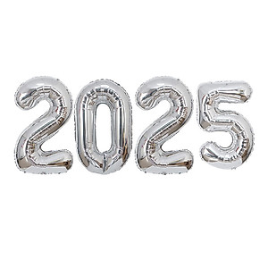 16 Inch 2025 Balloons Number 2025 Foil Balloons for New Years Eve Party Supplies Anniversary Party Graduation Decorations Home Office Decoration, Silver