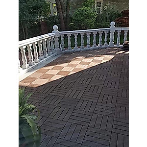 30 sq. ft Wood Plastic Composite Patio Deck Tiles,12”x12” Interlocking Decking Tiles,30 Pack Patio Deck Tiles,12"x12" Waterproof Outdoor Flooring,Patio Floor Decking Tiles (30, Coffee)