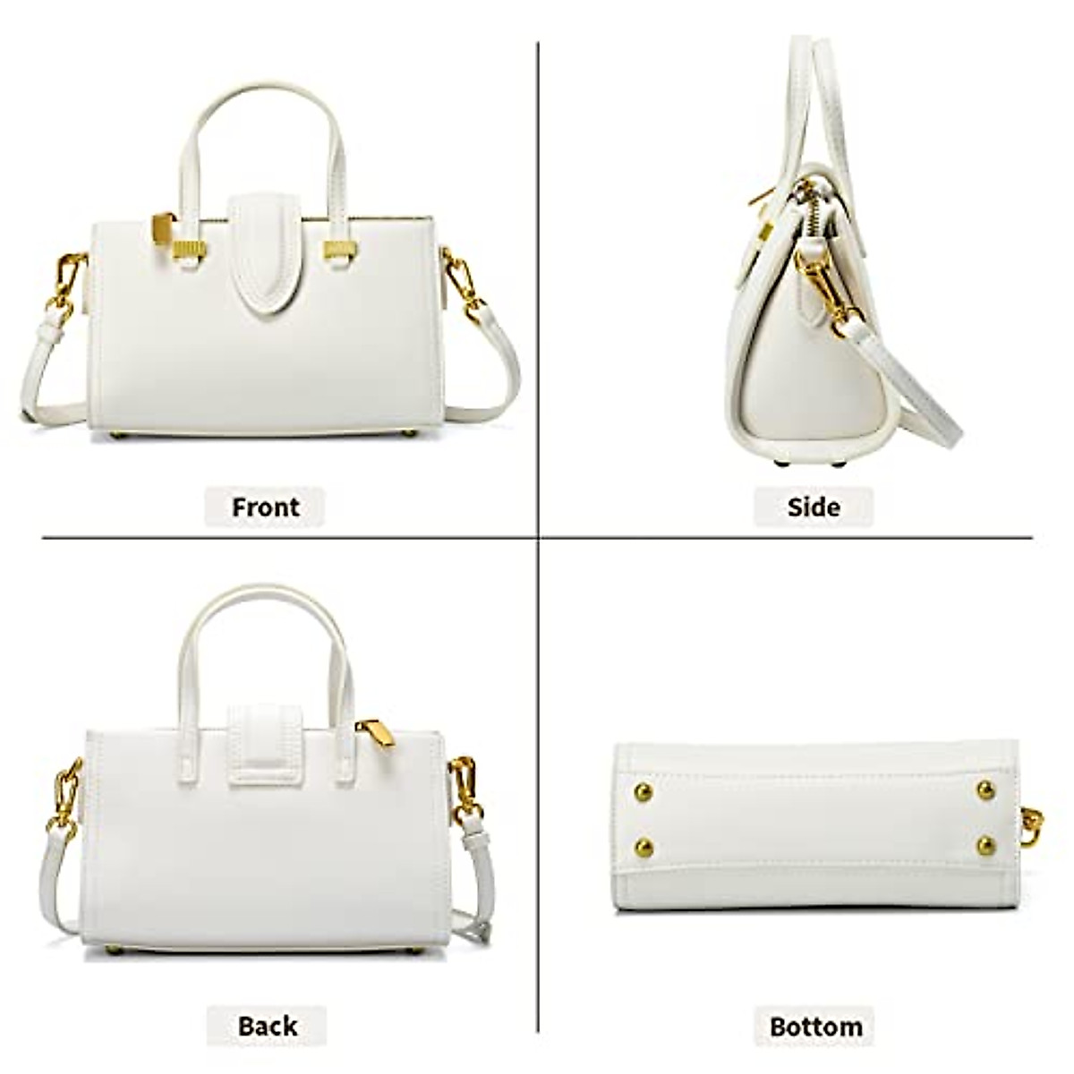 Women Handbags Small Top Handle Satchel Shoulder Bag White PU Leather