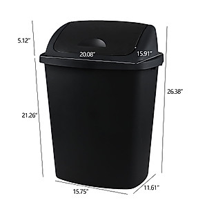 Cand 70 Liter Garbage Can 4 Pack, Black Trash Bin with Swing Lid, Plastic Garbage Can Swing Cover