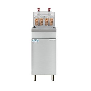 KoolMore 50 lb. Floor Standing Liquid Propane Commercial Deep Fryer with 120,000 BTU in Stainless-Steel, ETL Listed (KM-FDF50-LP)