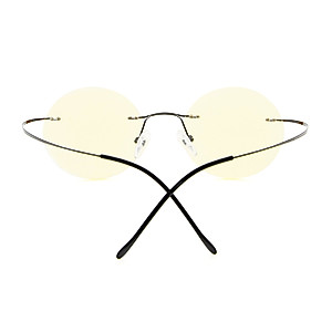 CessBlu Rimless Anti Blue Ray Titanium Round Computer Glasses Women Men Reading Eyeglass(Gunmetal) +2.0