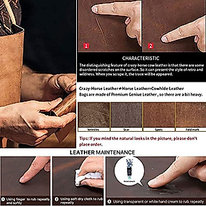 Contacts Messenger Bag for Men, Genuine Leather Crossbody Shoulder Sling Bag Mens 10.5" iPad Bag College School Travel Handbag(Coffee)