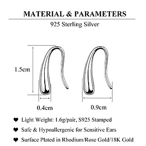 SLUYNZ 925 Sterling Silver Teardrop Earrings Drop for Women Teen Girls Waterdrop Earrings Small Hook Earrings (A-Silver)