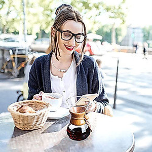 BicycleStore Pour Over Coffee Maker, Paperless Glass Carafe with 100 Filter Paper Reusable Glass Coffee Pot Manual Dripper Brewer Hand Drip with Stainless Steel Filter for Home Travel (14 oz/400 ml)