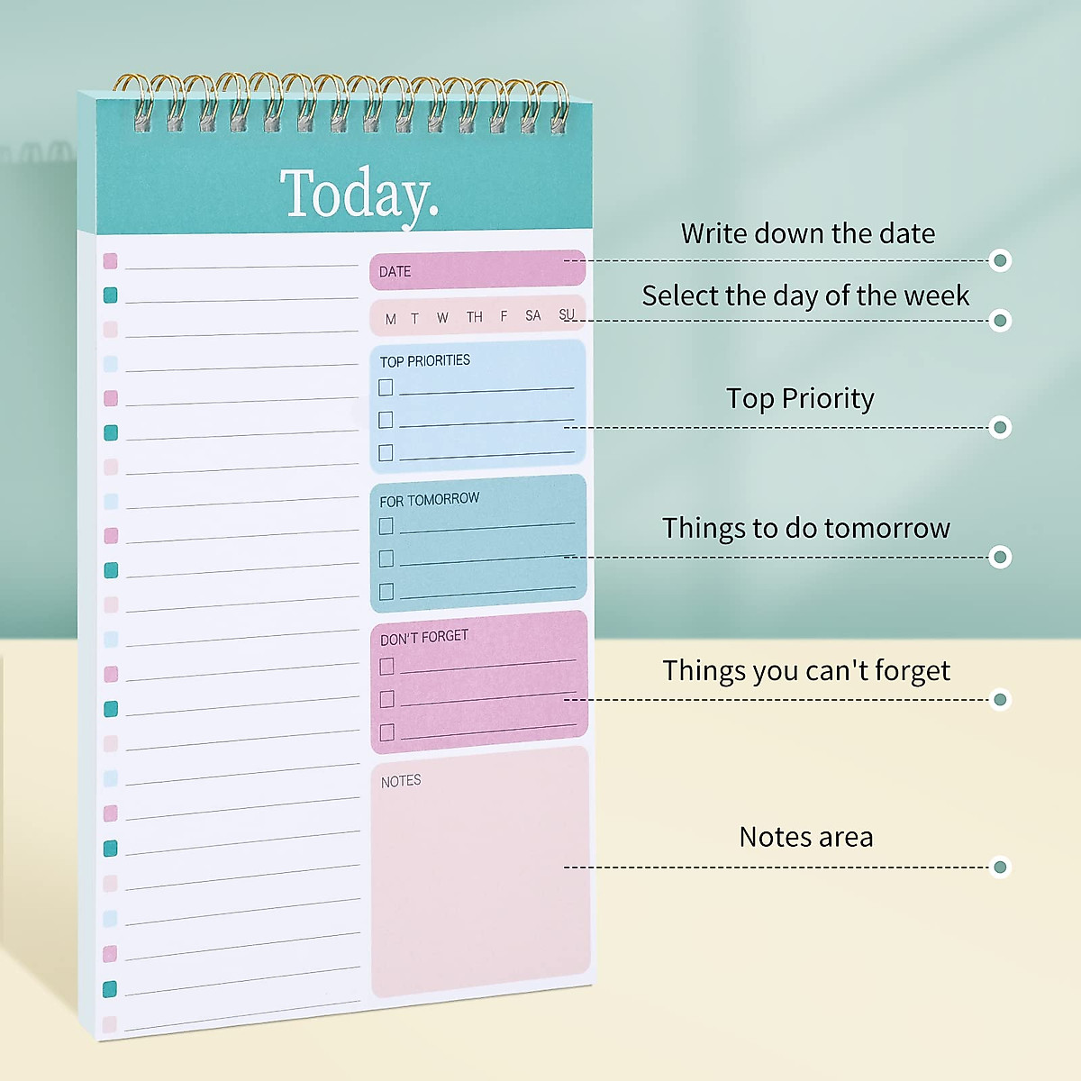 EOOUT To Do List Notepad, 3 Pack, Daily Planner Notepad, Fitness Journal Workout Planner Notepad, 52 Sheets Mix Color Tear Off, 5.2 x 7.9 Inches Planning Notebook, Classroom Office Gifts
