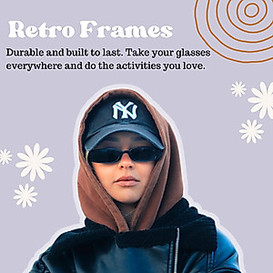 ShadyVEU Slim Classic Rectangular Sunglasses UV Protection 90’s Vintage Small Wide Retro Frame Fashion Shades (Black Frame, Gradient Black Lens)