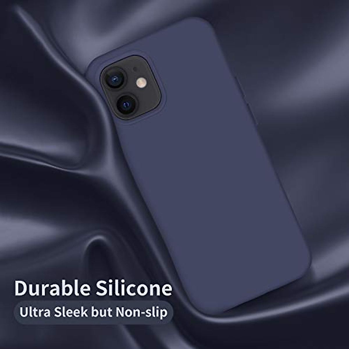 Cordking Designed for iPhone 12 Case, Designed for iPhone 12 Pro Case, Silicone Shockproof Phone Case with [Soft Anti-Scratch Microfiber Lining] 6.1 inch, Navy Blue