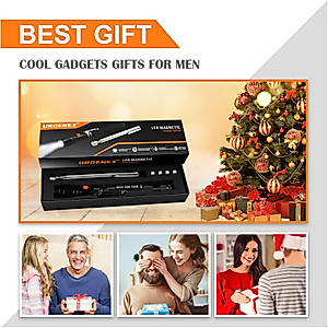 Magnetic Pickup Tools Gifts for Dad - Engraved "BEST DAD EVER" Telescoping Magnet Flashlight Pick Up Gadget Tool LED Light for Men, DIY Handyman, Father/Dad, Husband, Boyfriend, Him, Women URGENEX