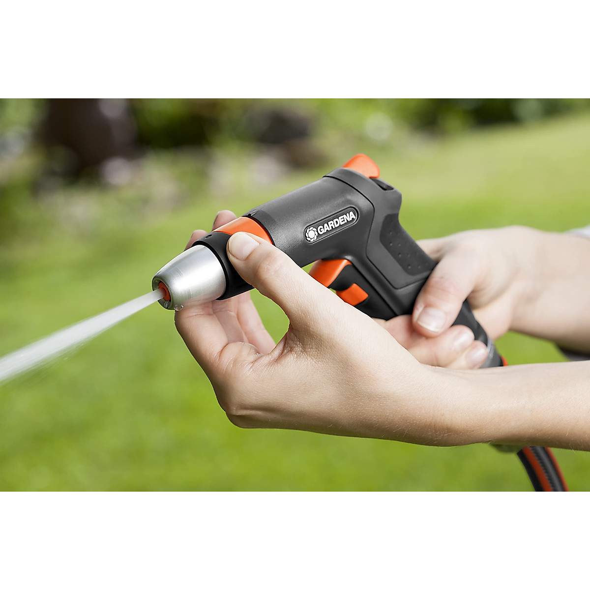 Gardena Metal Nozzle - Frost Proof - (Variable Spray Patterns) + Water Stop, 3815M-FP