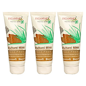 Patanjali Aloevera Multani Mitti Face Pack - 2.12 oz (Set of 3, 60g Each) | Natural Ayurvedic Facial | Deep Cleansing & Nourishing