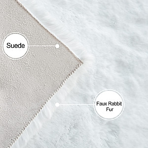 ORINOVA White Faux Bunny Fluffy Fur Rug Washable Area Rugs for Living Room Nursery Rugs for Bedroom 2x3 Rectange Rug Cute Home Décor