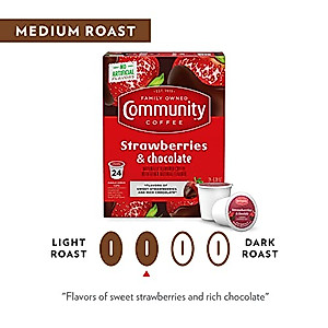 Community Coffee Strawberries & Chocolate Flavored 10 Count Coffee Pods, Medium Roast Compatible with Keurig 2.0 K-Cup Brewers, 10 Count (Pack of 1)