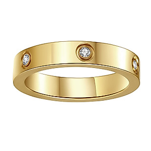 Rinspyre Love Friendship Ring 18K Gold Ring for Women Non Tarnish Silver Rose Plated Cubic Zirconia Stainless Steel Promise Ring Wedding Band Jewelry Birthday Gifts for Women, Size 7