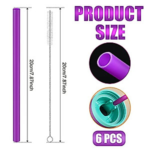 6pcs Replacement Straws for Owala FreeSip 24oz 32oz, Reusable Plastic Straws with Cleaning Brush for Owala Insulated Water Bottle 24 oz 32 oz and Flip 25 oz, Tumbler Accessories (Purple)