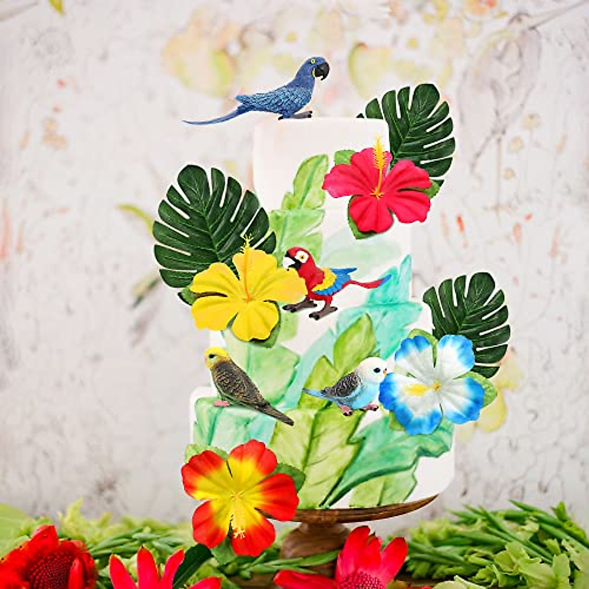 JeVenis Parrot Birthday Cake Decoration Tropical Bird Cupcake Decoration Parrot Party Supplies Tropical Bird Cake Decoration Parrot Birthday Party Decoration