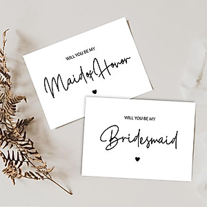 PartyGifts&beyond 10 Pcs Bridesmaid Card Will You Be My Bridesmaid Card Bridesmaid Proposal Card,8 Bridesmaid Card 1 Maid of Honor Card 1 Matron of Honor Card with 10 Envelopes(White)