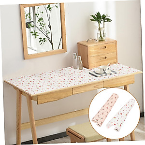 DOITOOL 2 Rolls Waterproof Shelf Liners Kitchen Drawer Mats Anti- Oil Rose Strawberry Printed Cupboard Pad Refrigerator Liners Table Place Mat for Kitchen Cabinet