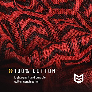 MISSION MADE Shemagh Tactical Military Keffiyeh Scarf Shawl Neck Head Wrap 100% Cotton (Red/Black)