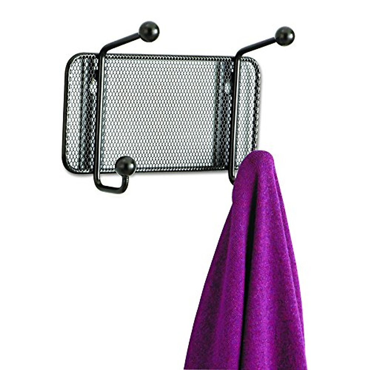 Safco Products Onyx Wall Rack, 2 Hook, Black, 3" D x 8.5" W x 5.5" H