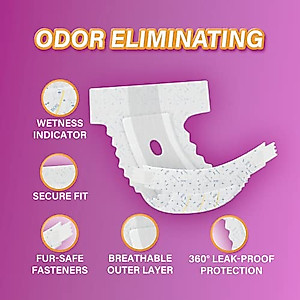 HONEY CARE All-Absorb Disposable Female Dog Diapers Small Size, Improved, 40 Count, Super Absorbent, Breathable, Wetness Indicator