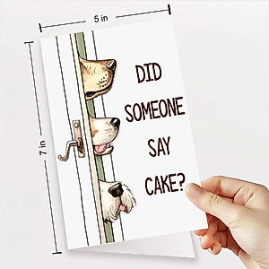 popmazing Cute Dog Birthday Cake Card for Woman Men, Happy Birthday Card from Dog, Birthday Cards Funny for Dog Lovers, Humor Dog Bady Greeting Card - 5 x 7 Inches