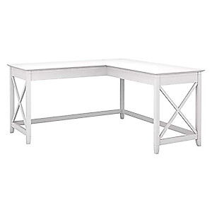 Scranton & Co Furniture Key West 60W L Shaped Desk in Pure White Oak