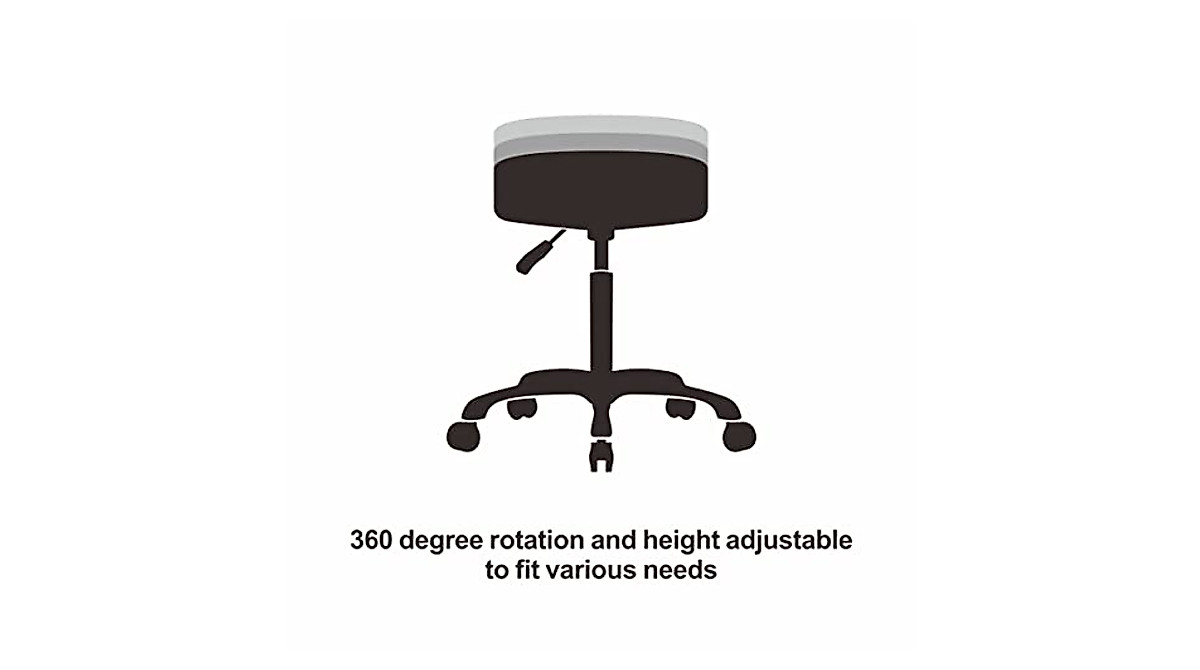 Grace & Grace Adjustable Rolling Stool - Ergonomic Salon & Work Chair