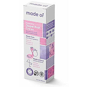 Organic Diaper Rash Cream by MADE OF - NSF Organic - Fragrance Free - Organic Diaper Ointment for Sensitive Skin and Eczema Rash and Irritation - Made in USA - 3.4oz (Fragrance Free, 1-Pack)