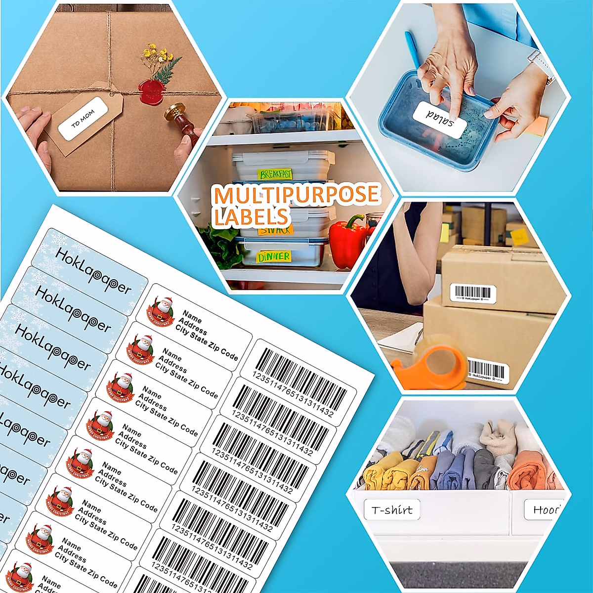 HokLapaper 1" x 2-5/8" Mailing Address Labels,15,000 Sticker Labels(500 Sheets),White Blank Labels for Laser/Inkjet Printer,Permanent Adhesive FBA Labels