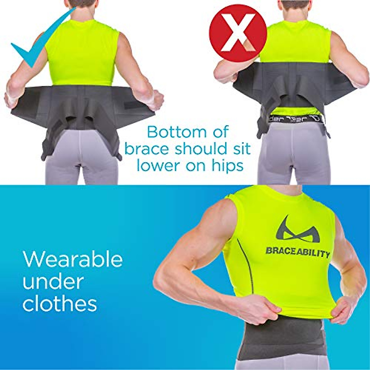 BraceAbility Elastic & Neoprene Compression Back Brace | Lumbar, Waist and Hip Support Belt for Sciatica Nerve Pain, Low Back Ache & Pain Relief while Sleeping, Working, Exercising, Walking (Large)