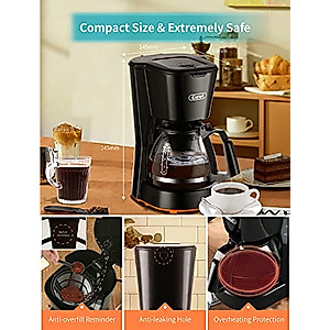 Gevi 4 Cups Small Coffee Maker, Compact Coffee Machine with Reusable Filter, Warming Plate and Coffee Pot for Home and Office