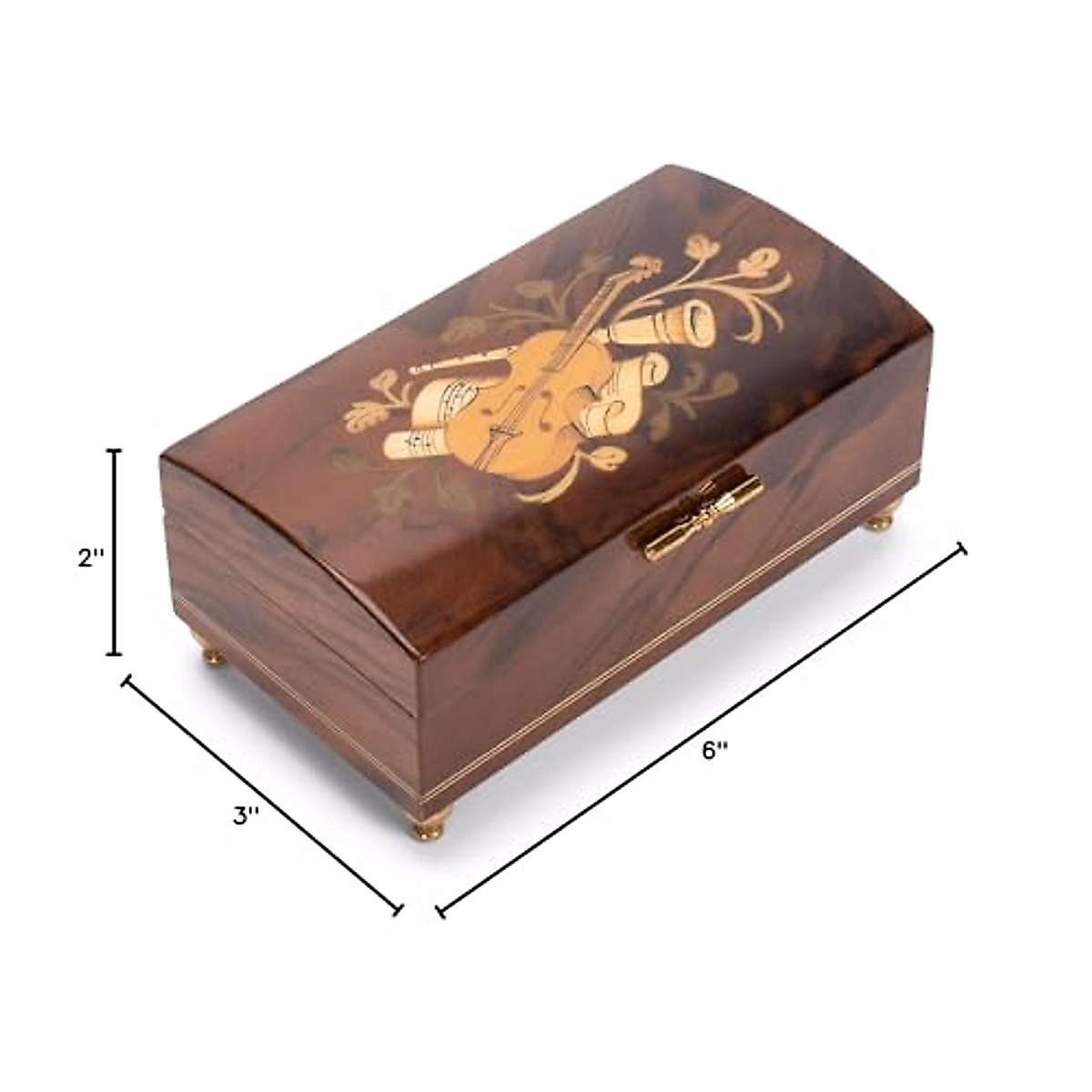Haelo 43Vol Musical Instruments Violin 6 x 3 Inch Italian Hand Crafted Inlaid Wood Jewelry Music Box Plays Tune Rock of Ages
