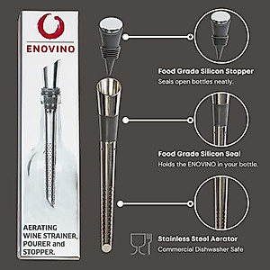 ENOVINO Aerating Wine Pourer, Strainer and Stopper