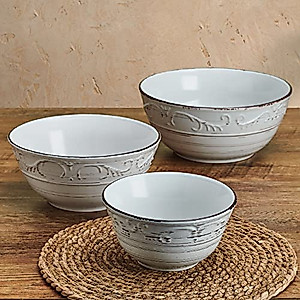 Pfaltzgraff Trellis Serving Bowls, Set of 3, White