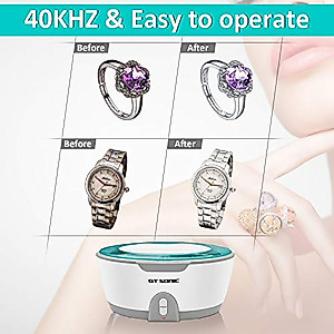 Ultrasonic Cleaner,450ml Ultrasonic Dental Cleaner with Special Denture Tray&Handle,40kHz Ultrasonic Jewelry Cleaner with 5min Auto Shut-Off for Denture Jewelry Necklaces Rings Glasses Watches