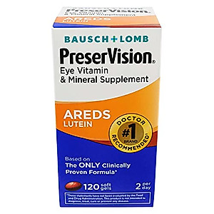 Bausch & Lomb PreserVision Eye Vitamin and Mineral Supplement, Lutein, 120 Soft Gel Formula (Pack of 1)