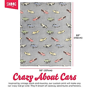 Kids Glow in The Dark Blanket - Kids Fleece Blankets for Girls & Boys - Soft Plush Kids Throw Blanket 50"x60" - Cars